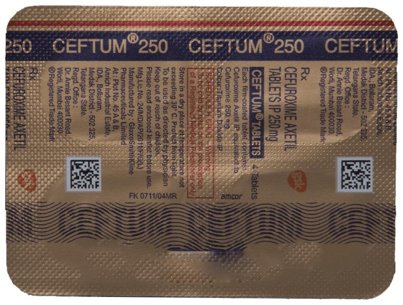PositraRx: Your Local Online Pharmacy: CEFTUM 250 MG TABLET