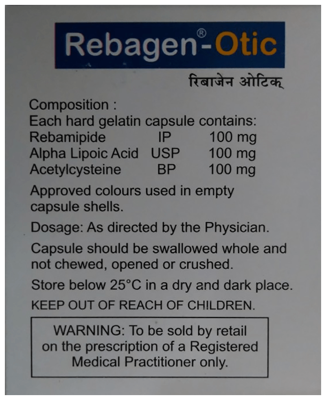 REBAGEN-OTIC CAPSULE | PositraRx: Your Local Online Pharmacy