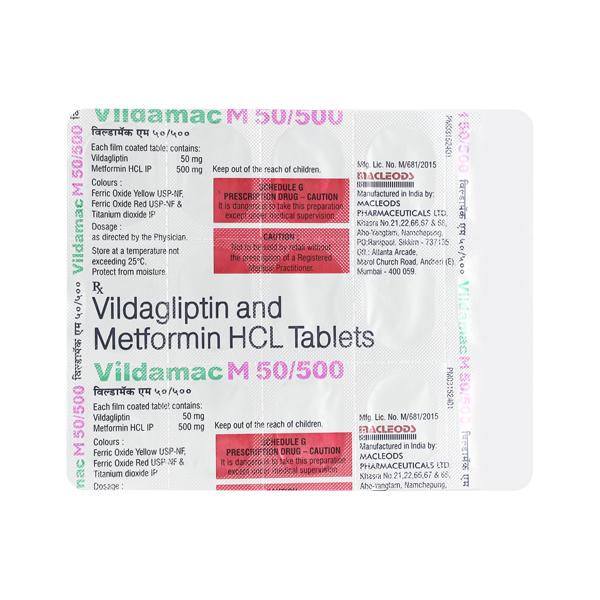 PositraRx: Your Local Online Pharmacy: VILDAMAC M 50/500 TABLET