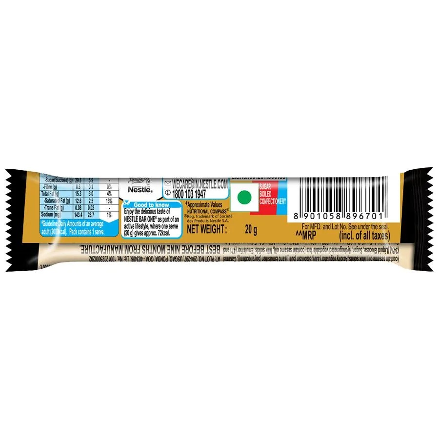 PositraRx: Your Local Online Pharmacy: NESTLE BAR ONE CHOCOLATE 20 GM