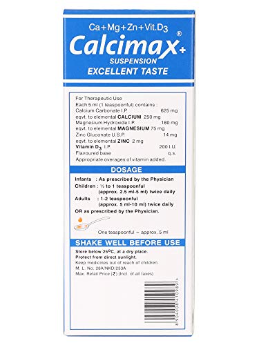 CALCIMAX PLUS SUSPENSION 200 ML | PositraRx: Your Local Online Pharmacy